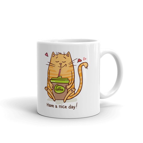 Have A Nice Day Cute Cat Lover Coffee Tea Ceramic Mug Office Work Cup