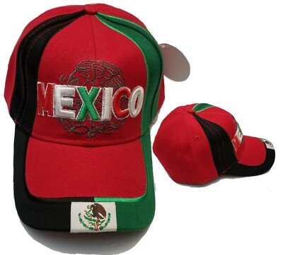 Mexico Flag Mini Banner Baseball Cap Hat Mexican Red Adjustable Virgin ...