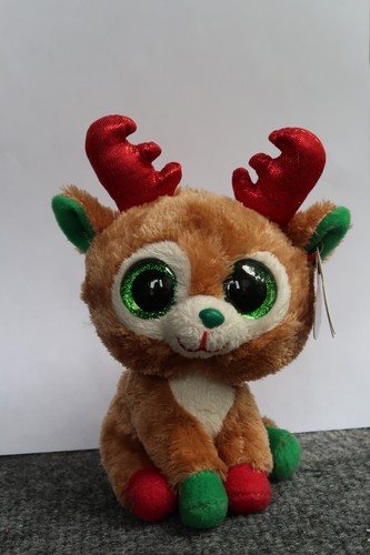 Ty Beanie Boo Alpine the Reindeer Glitter Eyes 6" Christmas Plush with ...
