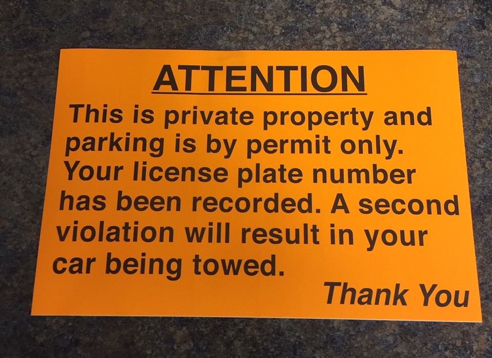25 ORANGE NO PARKING TOWING WARNING CAR WINDOW STICKERS | eBay
