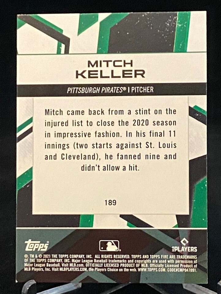 2021 Topps Fire Gold Minted #189 Mitch Keller Pittsburgh Pirates | eBay