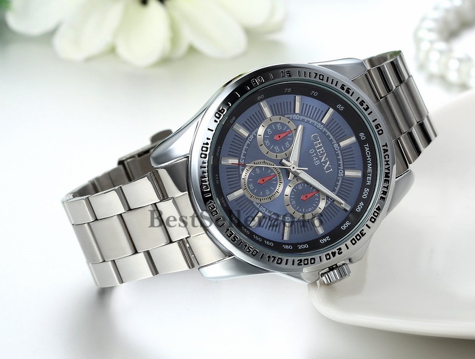 Fashion Stainless Steel Luxury Sport Analog Quartz Business Mens Wrist ...