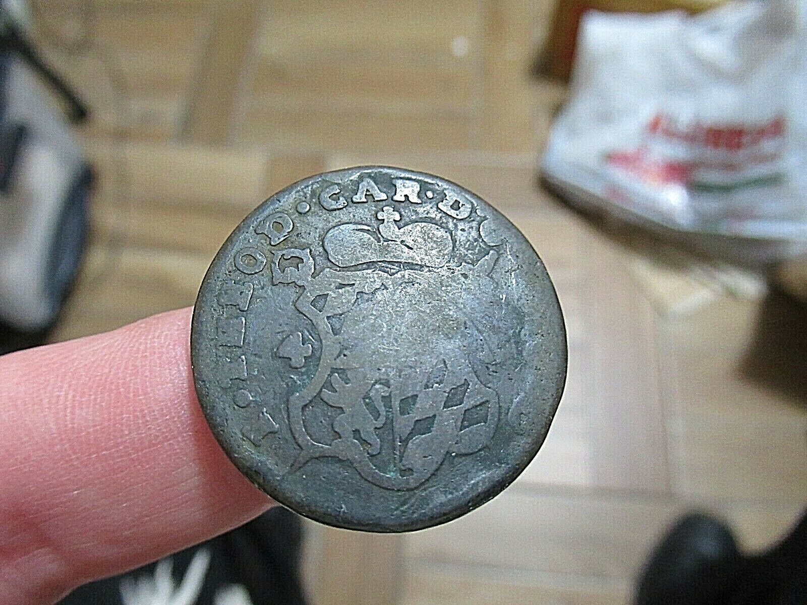 1750 Old Antique French Coin, John Theodore, 2 Liard, France, 270 years ...