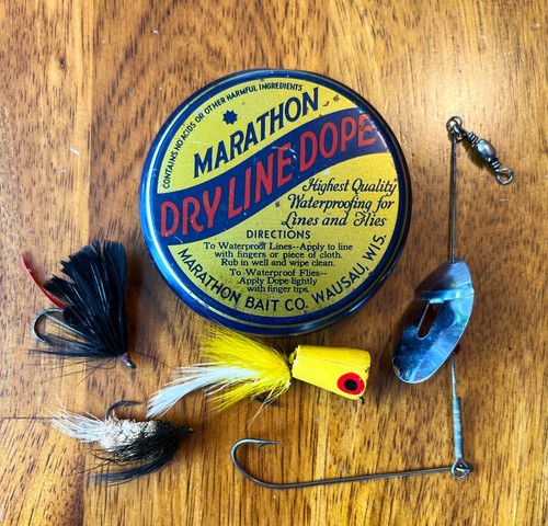 RARE Vintage Marathon Dry Line Dope, Marathon Popping Minnow & Fly ...