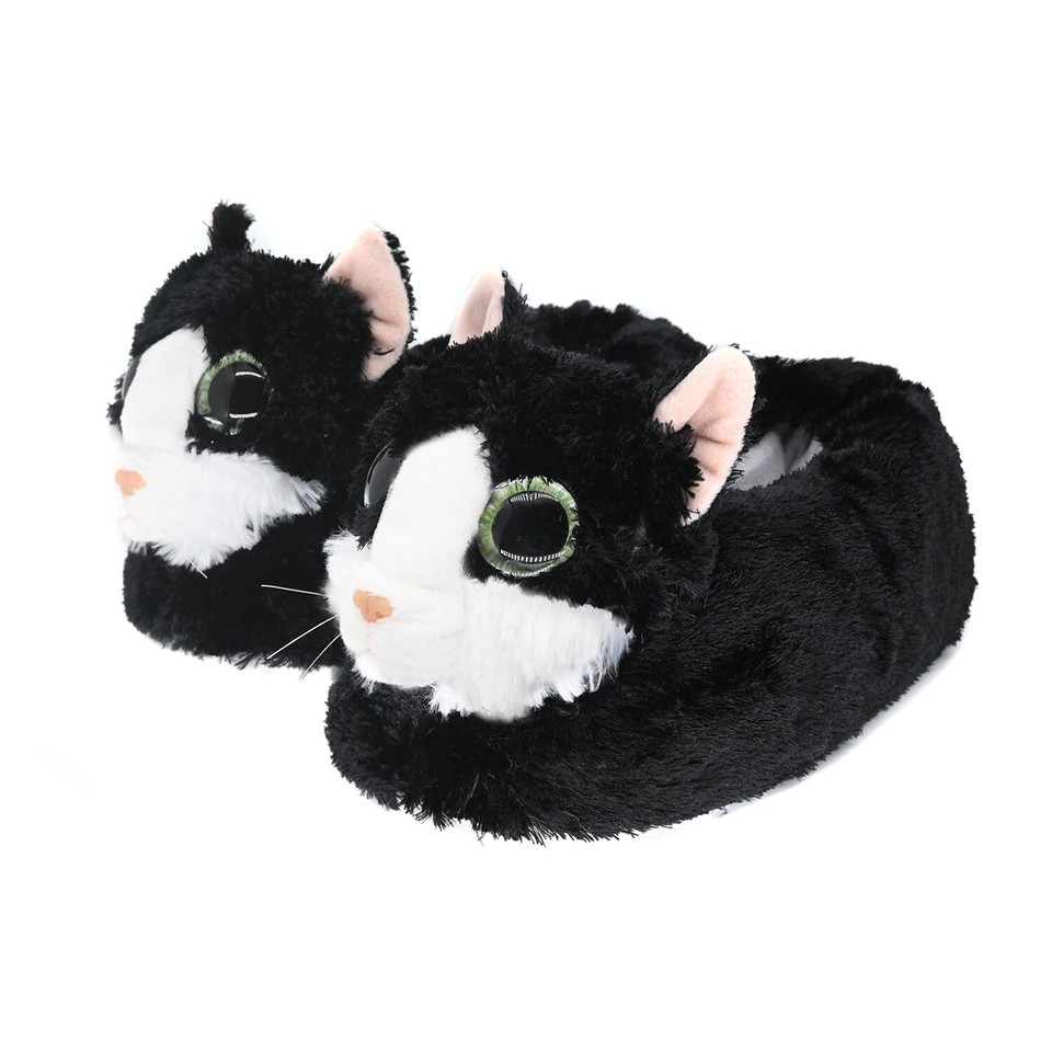 Fuzzy Cat Slippers for Women and Men, Novelty Indoor Animal Slippers ...