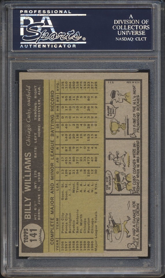 1961 Topps Baseball Billy Williams ROOKIE #141 PSA 7 CUBS NM HOF | eBay