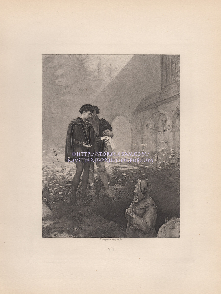 Yorick The Gravedigger ILLUSTRATION FROM SHAKESPEARE'S HAMLET GRAVE