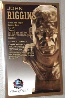 PRO FOOTBALL HALL FAME "INDUCTEE BUST POSTCARD: JOHN RIGGINS," Class ...
