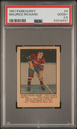Maurice Richard 1951-52 Parkhurst RC PSA 2.5 Newly Graded #4 Montreal ...