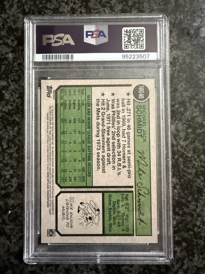 2023 Topps Heritage Real One Red Ink #/74 Auto Mike Schmidt PSA 9 Mint ...