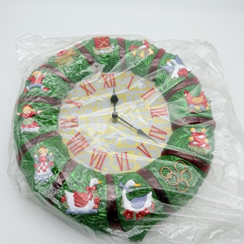 Avon 12 Days of Christmas Musical Wreath Clock Red Bow Music Lights | eBay