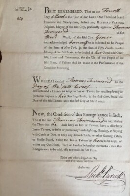 Richard Varick- (Founding Father)- Signed 1794 Document regarding ...