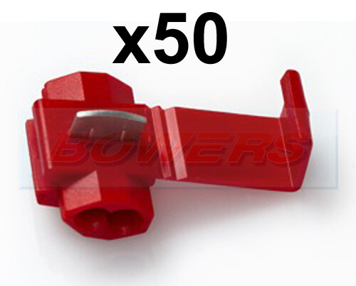 50 PACK RED SELF STRIPPING SCOTCHLOK SCOTCH LOCK CONNECTORS 0.5mm - 1 ...