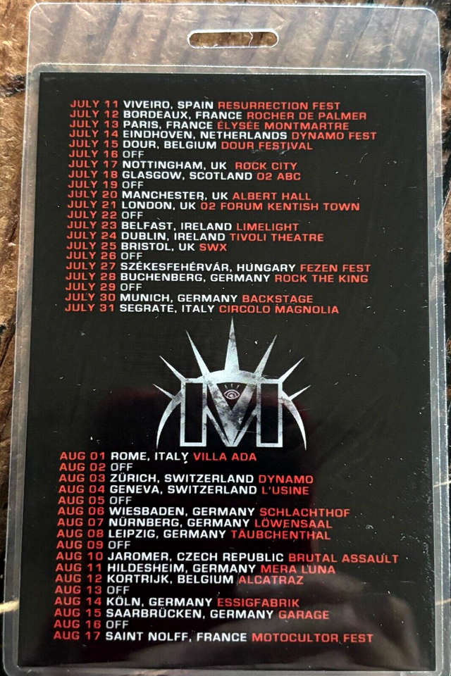 Ministry 2018 Europe UK All Access Laminate Backstage Pass | eBay