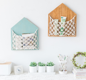 HANDMADE Solid Wood & Macrame Wall Pocket Unique Decor Rustic | eBay
