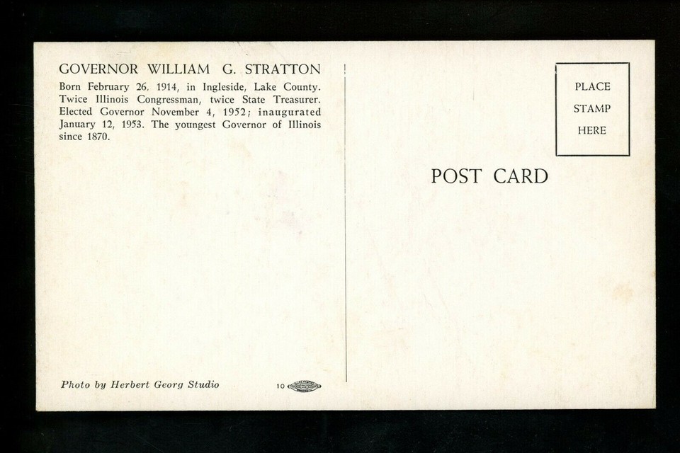Political postcard Governor William Stratton Illinois IL | eBay