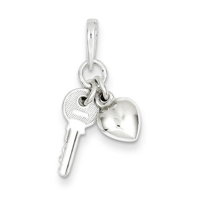 Sterling Silver Heart & Key Charm & 18" Chain Jewerly a x a | eBay