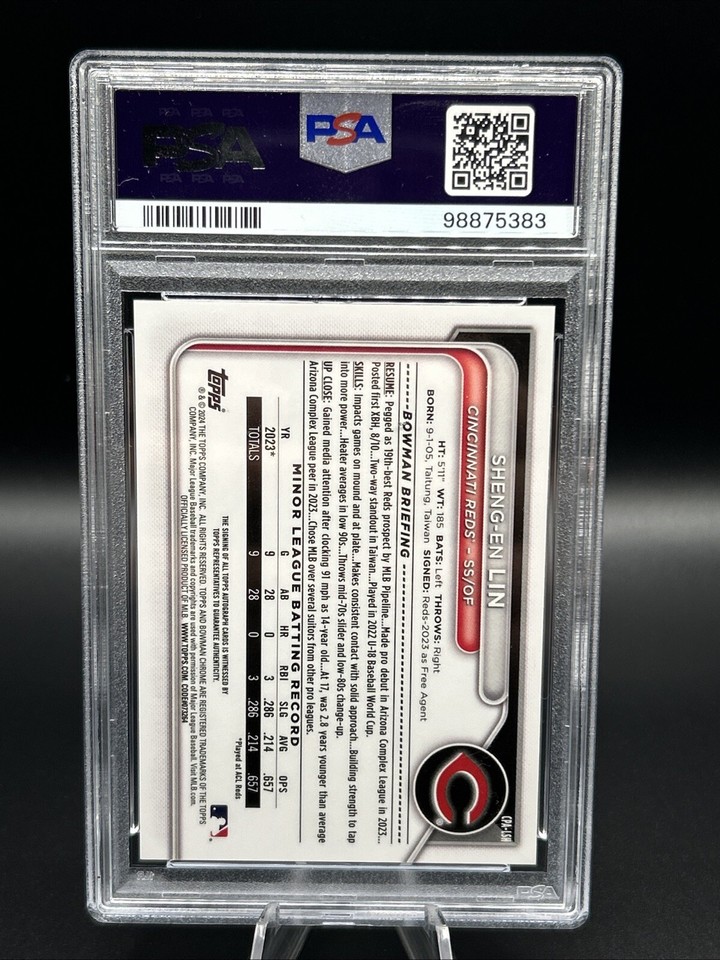 2024 Sheng-en Lin 1st Bowman Chrome Prospect Auto-Speckle PSA 10 Gem ...