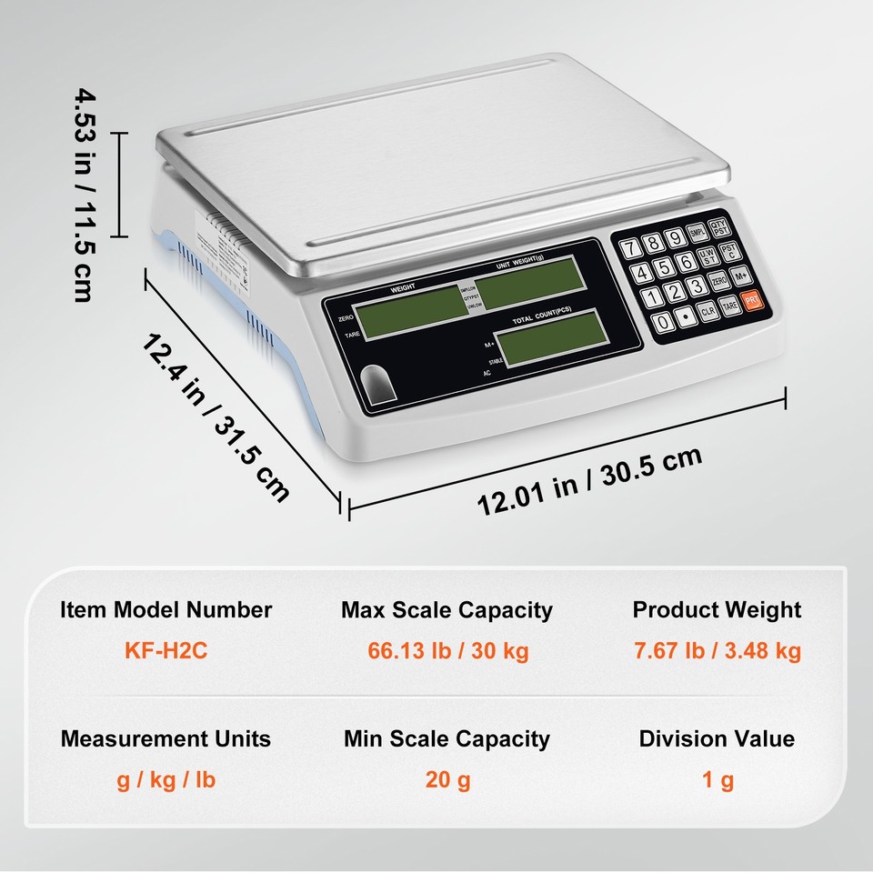 Counting Scale 66 lbs Digital Weighing Scale Food Meat Scales w/RS-232 ...