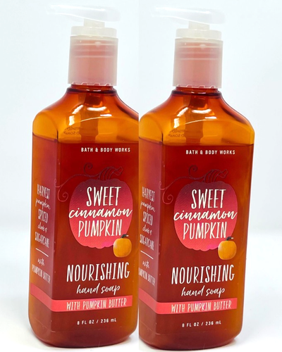 2 BATH & BODY WORK SWEET CINNAMON PUMPKIN NOURISHING HAND SOAP WASH 8 ...