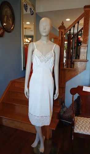 💚 Vintage Ladies Full Slip Dress Lingerie White 36 Val Mode Nylon ...