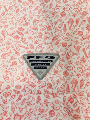 Columbia Shirt Mens Pink PFG Performance Fishing Gear Vented Outdoors ...