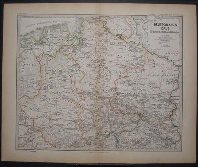 1880 Antique Map Germany Gau Sachsen Thuringen Belgium | eBay