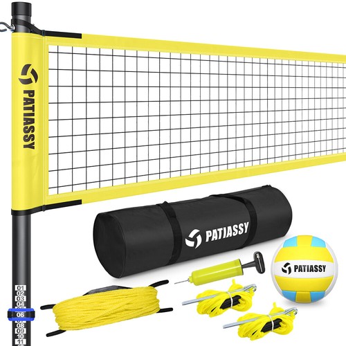 Portable Volleyball Net Set for Backyard Adjustable Height w/ Pole Anti ...