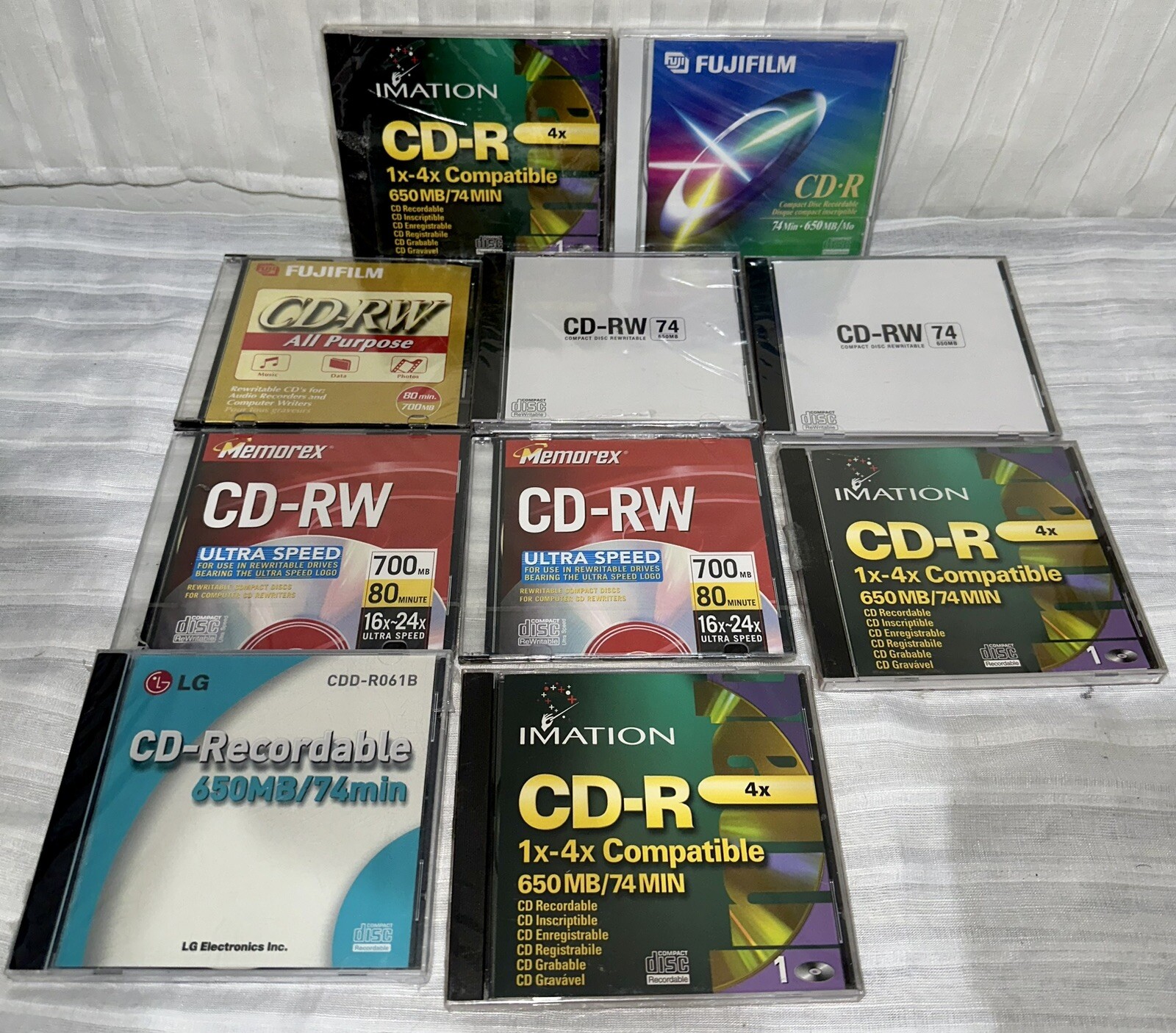 Lot of 10 Imation/Fuji/ Memorex Recordable CD-R and CD-RW discs | eBay