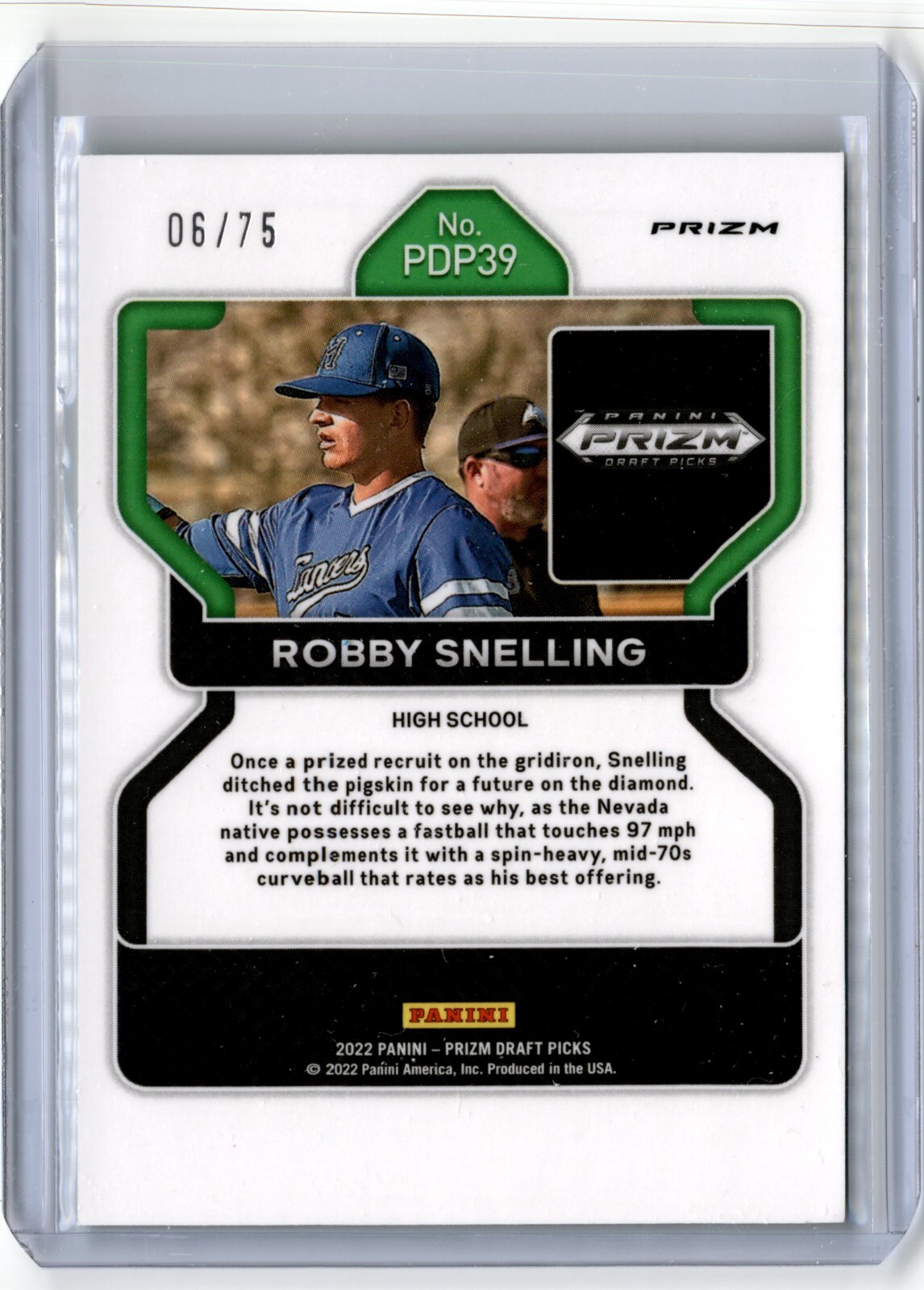2022 Prizm Draft Picks Lime Green Robby Snelling 6/75 (B23) Padres | eBay