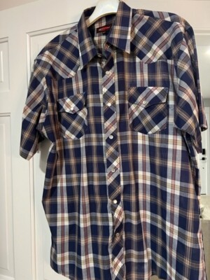 Silver Point Men's Pearl Snap Short Sleeve Shirt Size L Vintage | eBay