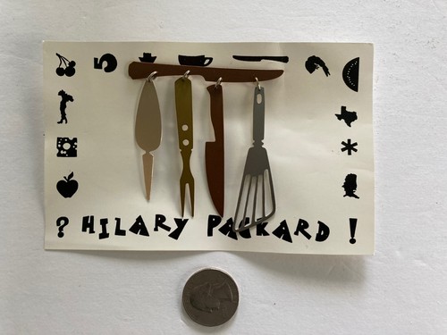 Hilary Packard Pin with cooking utensils Signed & dated '89 on original ...
