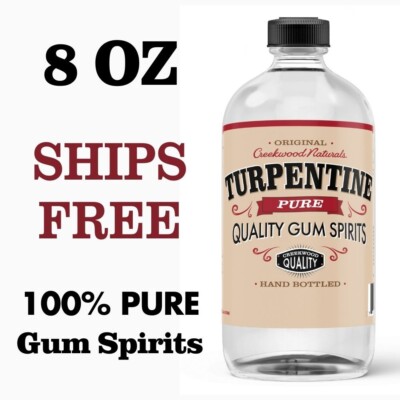 100% Pure Gum Spirits of Turpentine, 8 OUNCE BOTTLE natural spirit ...