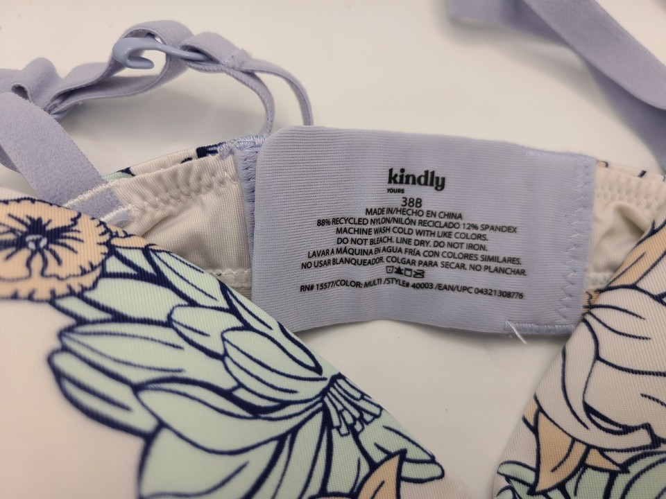 Kindly pastel floral bra padded size 38B, Soft Comfortable, NO ...