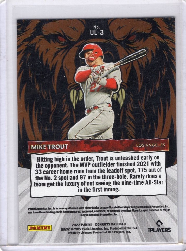 Mike Trout 2022 Donruss Diamond Silver Unleashed #336/349 Angels UL-3 ...