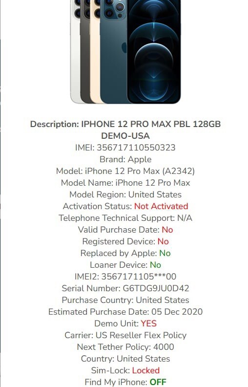 Apple iPhone 12 Pro Max - 128 GB -Midnight Demo Unit-A2482 - NOT ...