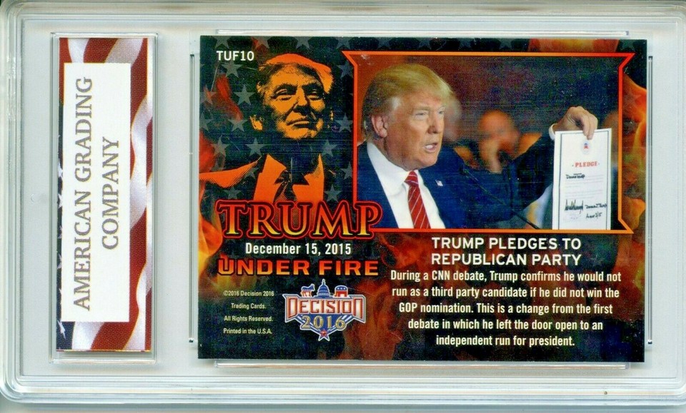 2016 Decision Under Fire #10 Donald Trump Pledge AGC 10 Gem Mint | eBay