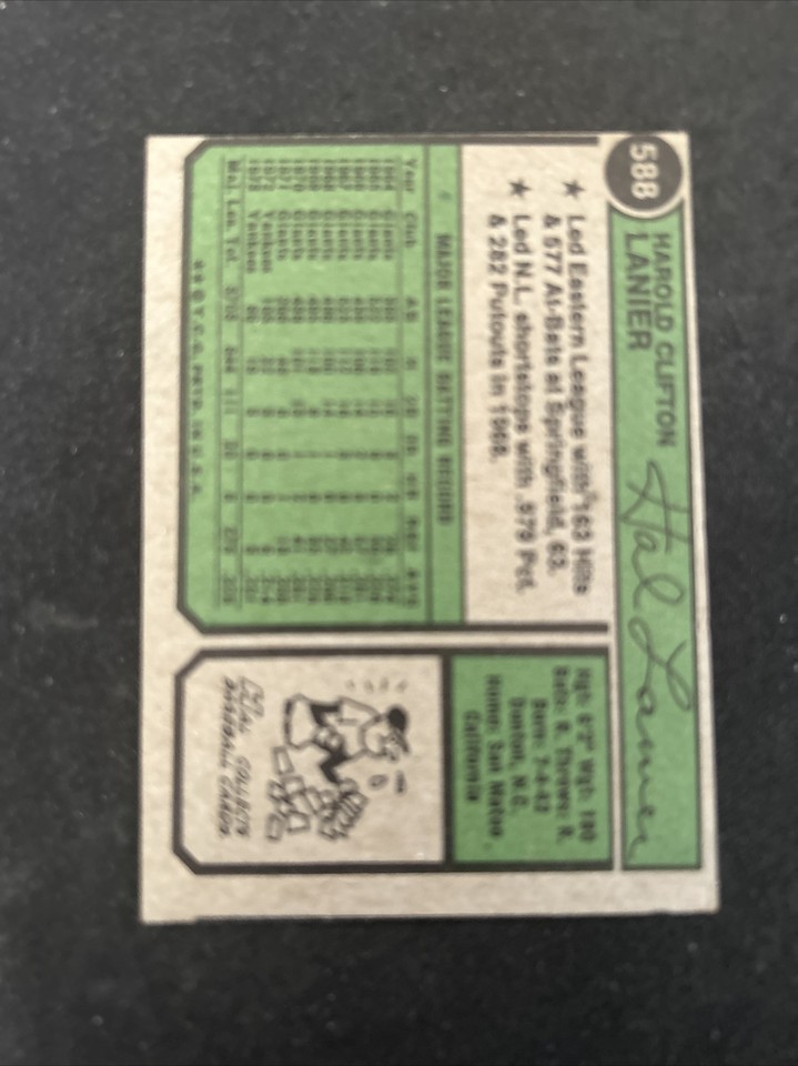 1974 Topps Baseball Card #588 Hal Lanier New York Yankees Nm Miscut ...
