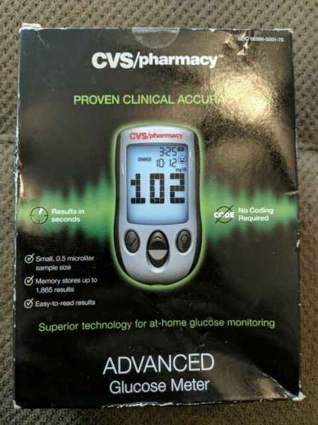 CVS Pharmacy Advanced Glucose Meter W/ 25ct Test Strips for sale online ...