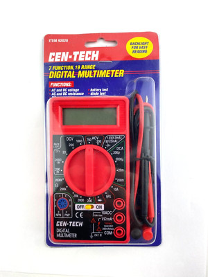 Cen-Tech 7 Function Digital Multimeter 92020 Battery Tester Voltage 10 ...
