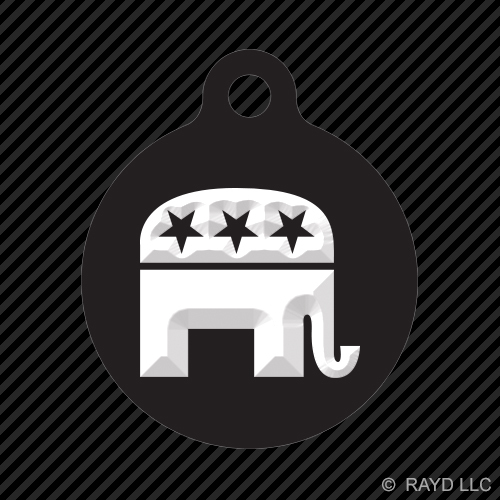 Republican Logo Keychain Round with Tab dog engraved many colors | eBay