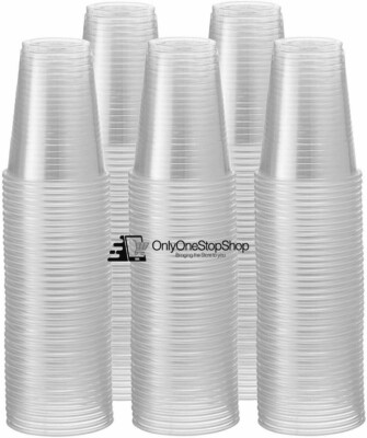 100 pcs DISPOSABLE CLEAR MEDIUM WEIGHT PLASTIC CUPS 7 Oz FOR ALL TYPE ...