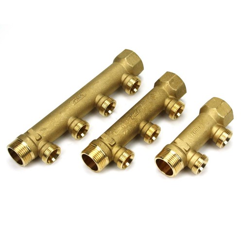 Messing Wasser Verteiler 1" x 3/4" Eurokonus Heizung Sanitär IG/AG ...