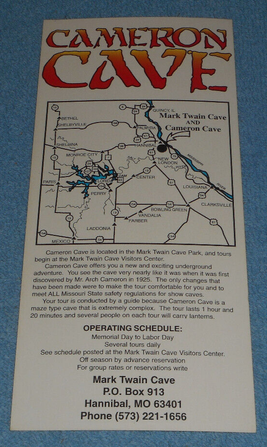Vintage Cameron Cave Mark Twain Cave Park Hannibal Missouri Travel ...