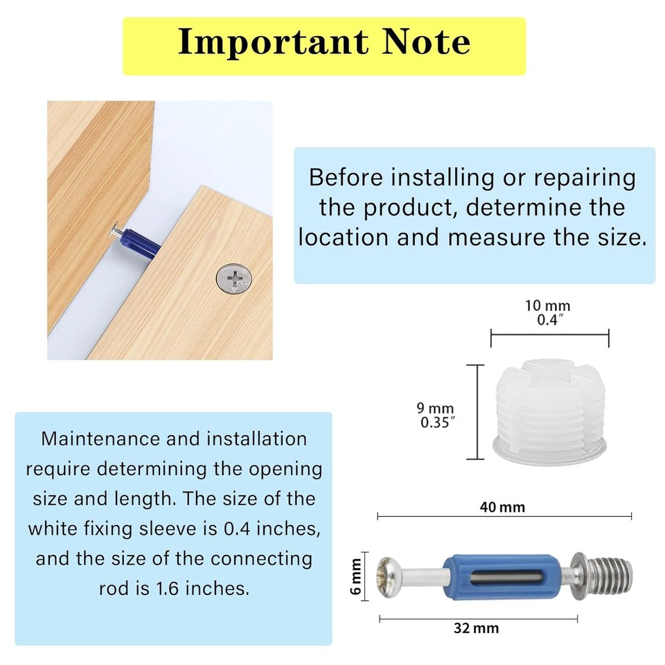 124 Pcs Cam Lock Screws & Nuts Furniture Hardware 3 in 1 Fasteners ...