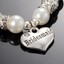 White Glass Pearl & Rhinestone Heart Wedding Charm Bracelet,Choice of ...
