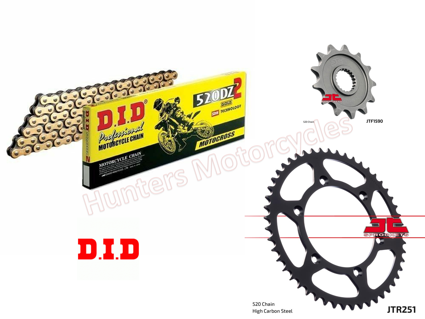 DID GOLD MX Race Chain and JT Sprockets Kit for Yamaha YZ125 (2005 to ...
