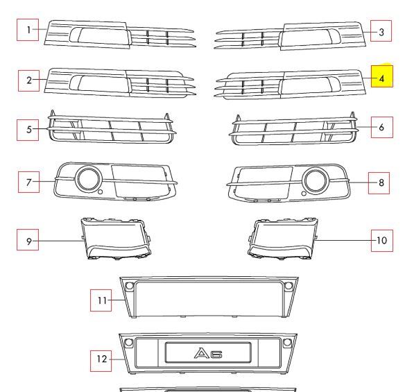 Audi 4F0807681P01C Genuine OEM Factory Original Outer Grille for sale ...