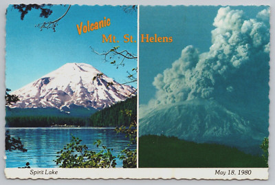 Mount St Helens Spirit Lake Before & During 1980 Eruption 6x4 Postcard ...