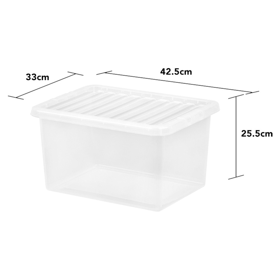[Set of 8] 25 Litres Storage Box Lids Clear Plastic Containers Home ...